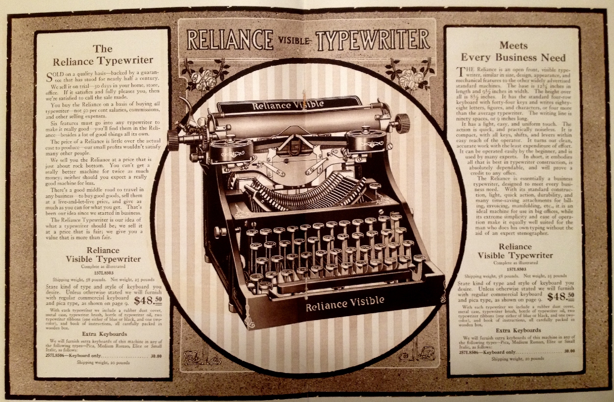 Davis Typewriter Works: Reliance Visible "typecasting"