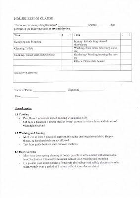 SCGS Girl Guides: Housekeeping form