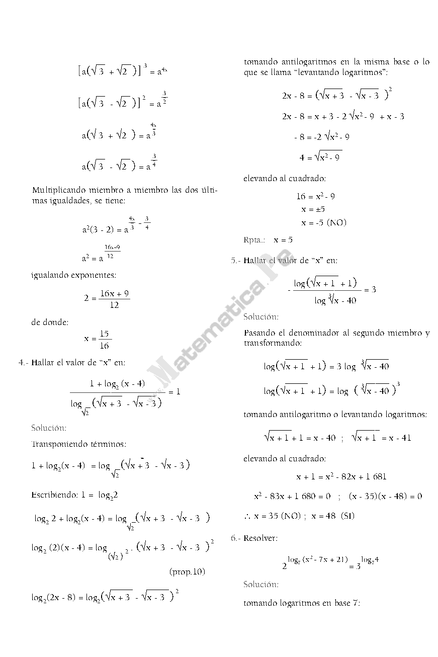 LOGARITMOS EJERCICIOS RESUELTOS DE SECUNDARIA PDF