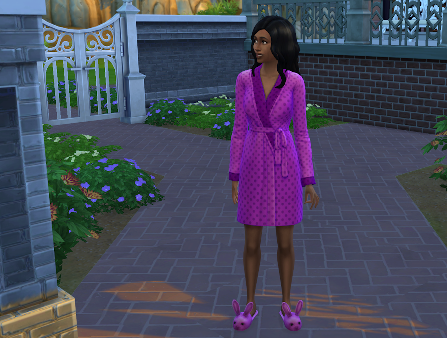 My Sims 4 Blog: Purple Polka-Dot Bathrobe and Bunny Slipper Set by Sydney