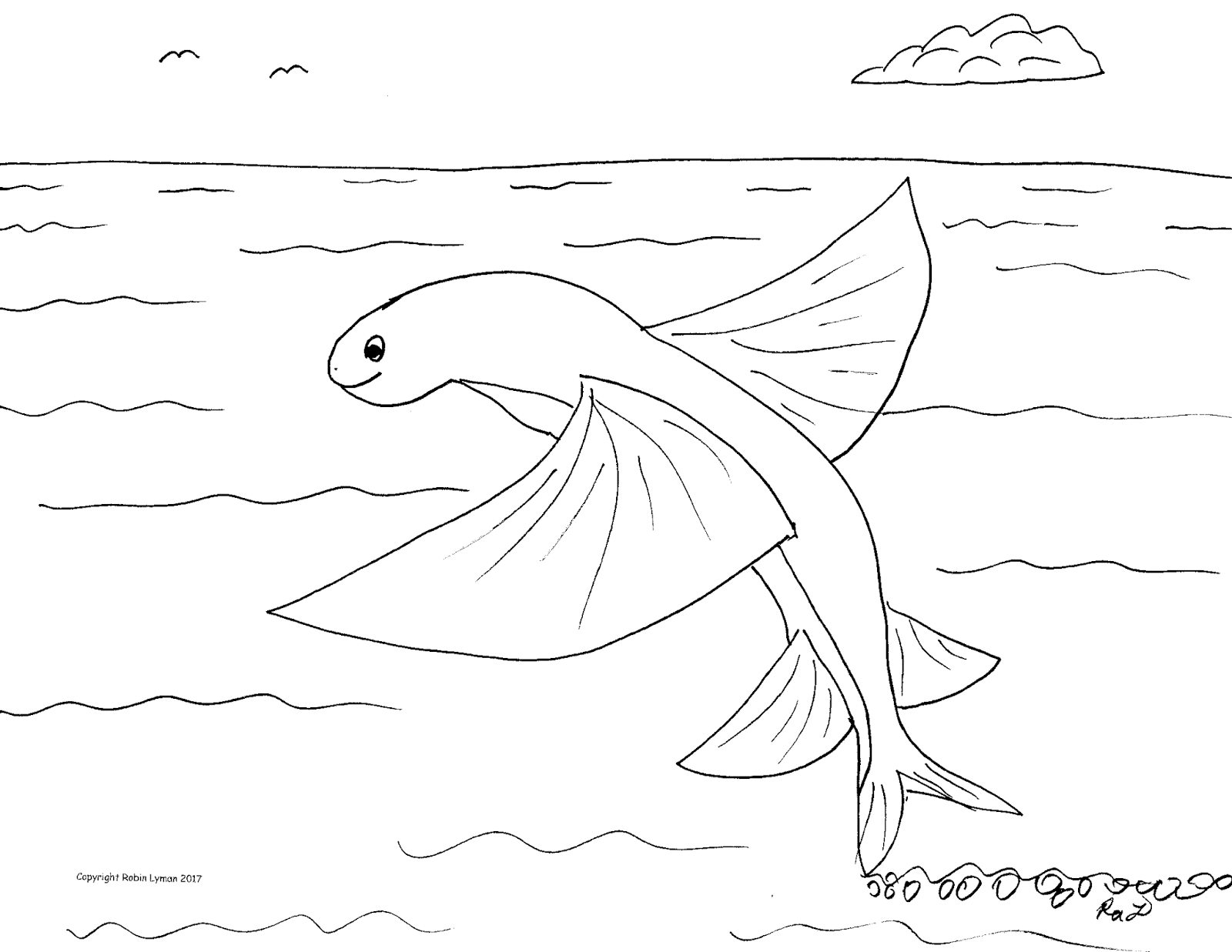 Robin's Great Coloring Pages: Flying Fish
