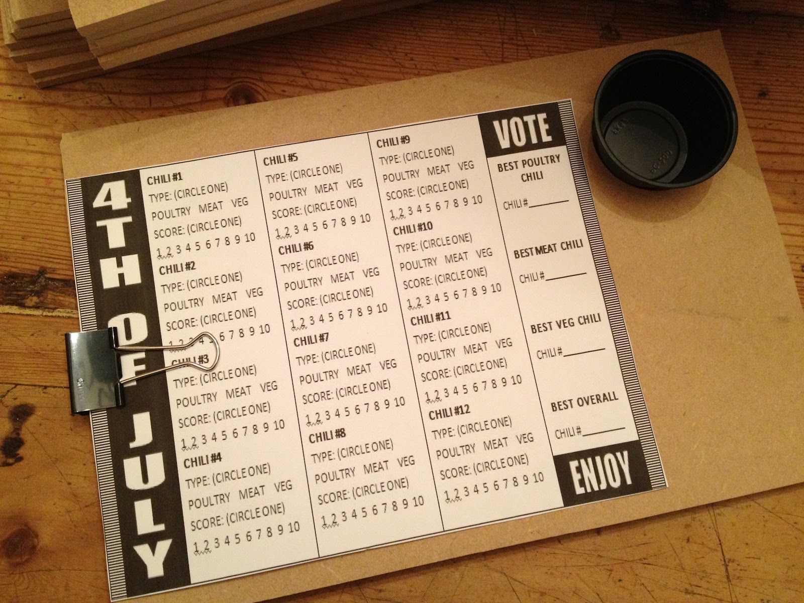 Backyard Chili Cook-off Party and Ballot Board DIY
