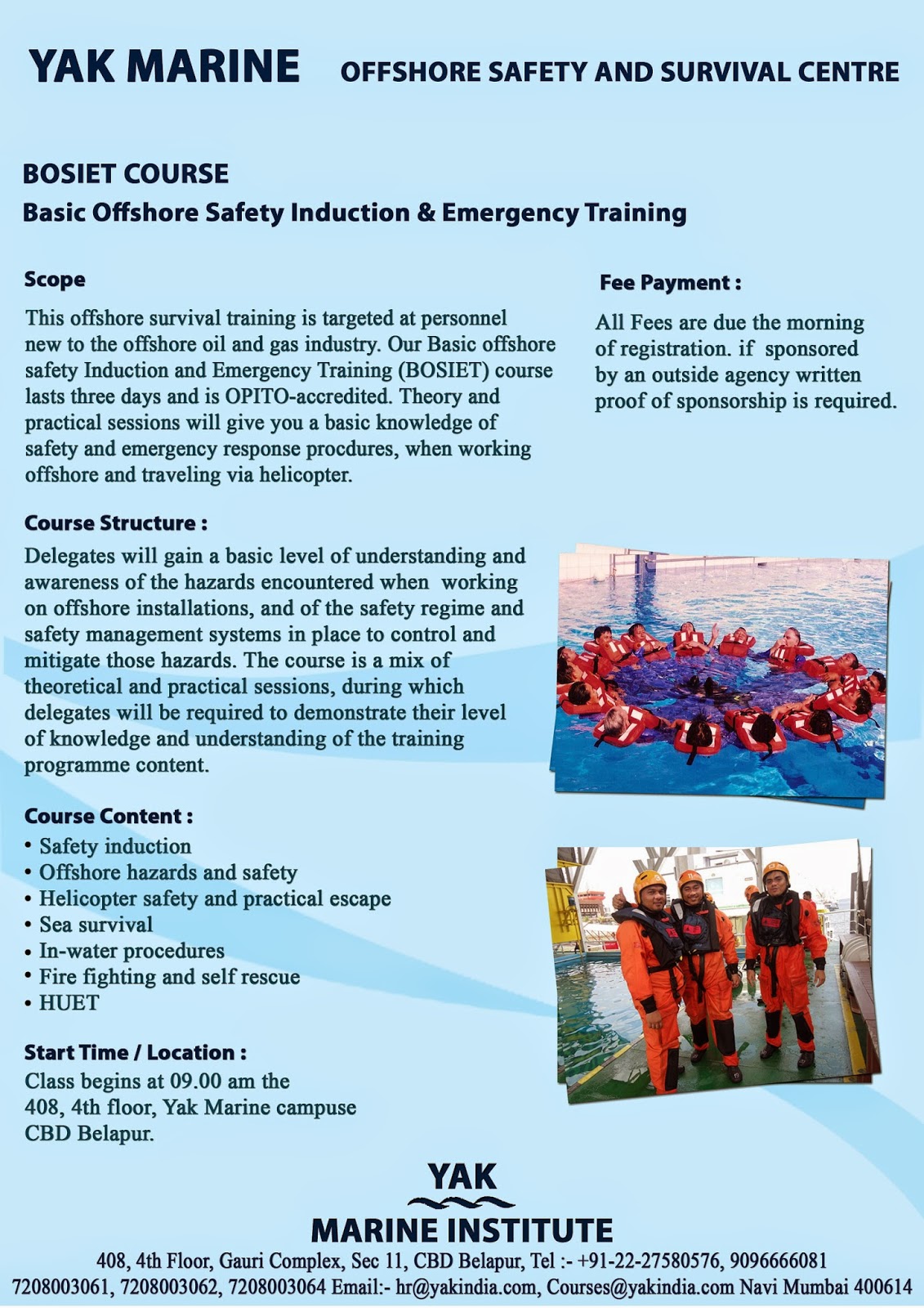 Basic Offshore Safety Emergency Training (BOISET) - yak belize