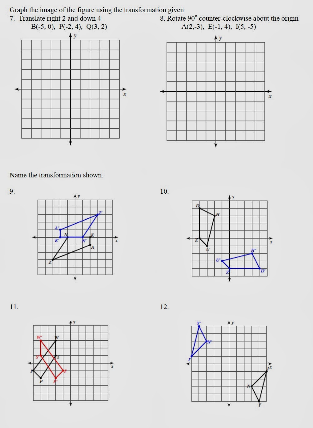 Mr. Matt's Math Classes: Assignment - Transformations Practice