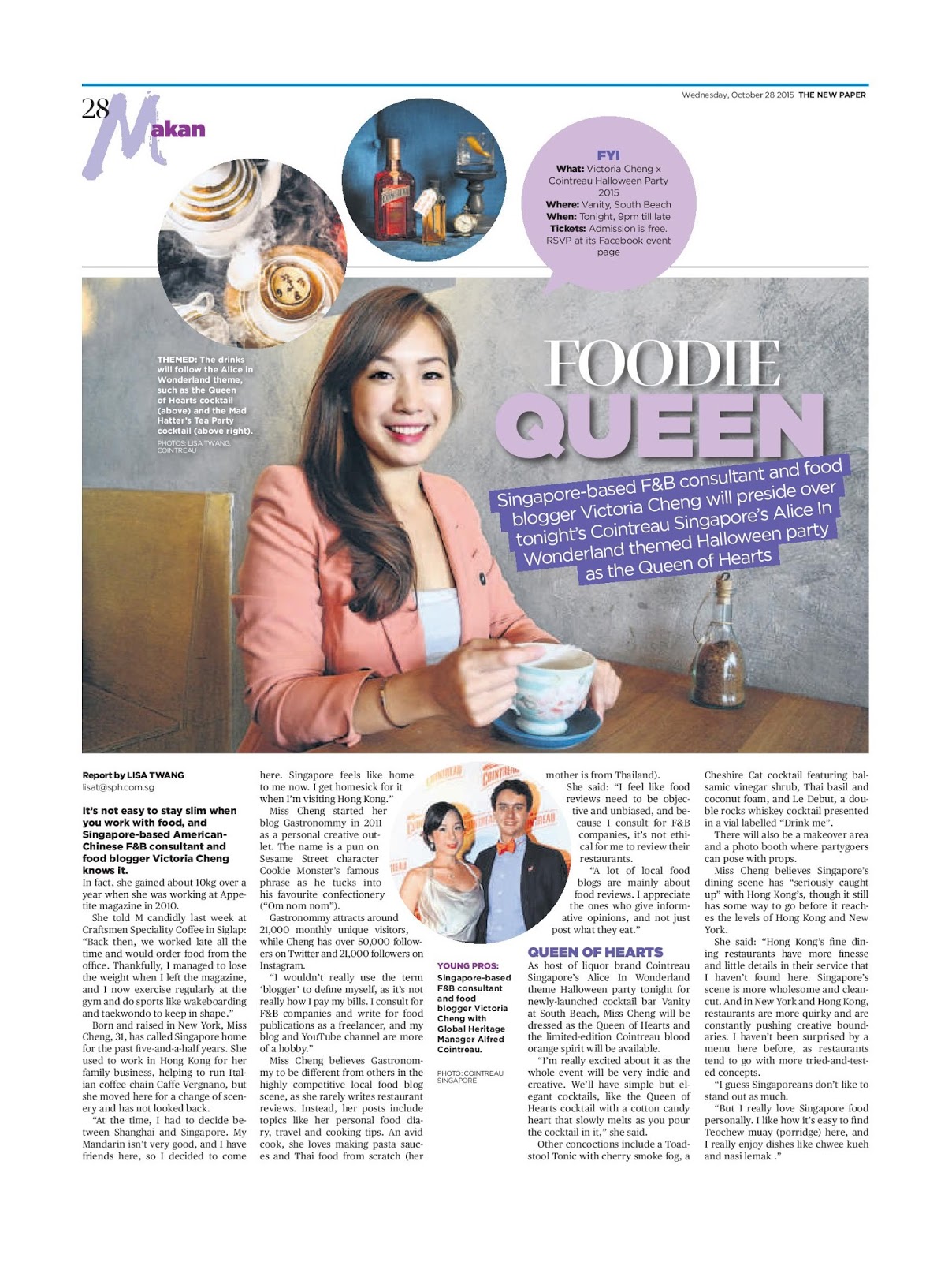 gastronommy.com: [Press] The New Paper: FOODIE QUEEN, SINGAPORE-BASED F ...