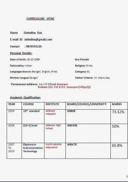 curriculum vitae uk format