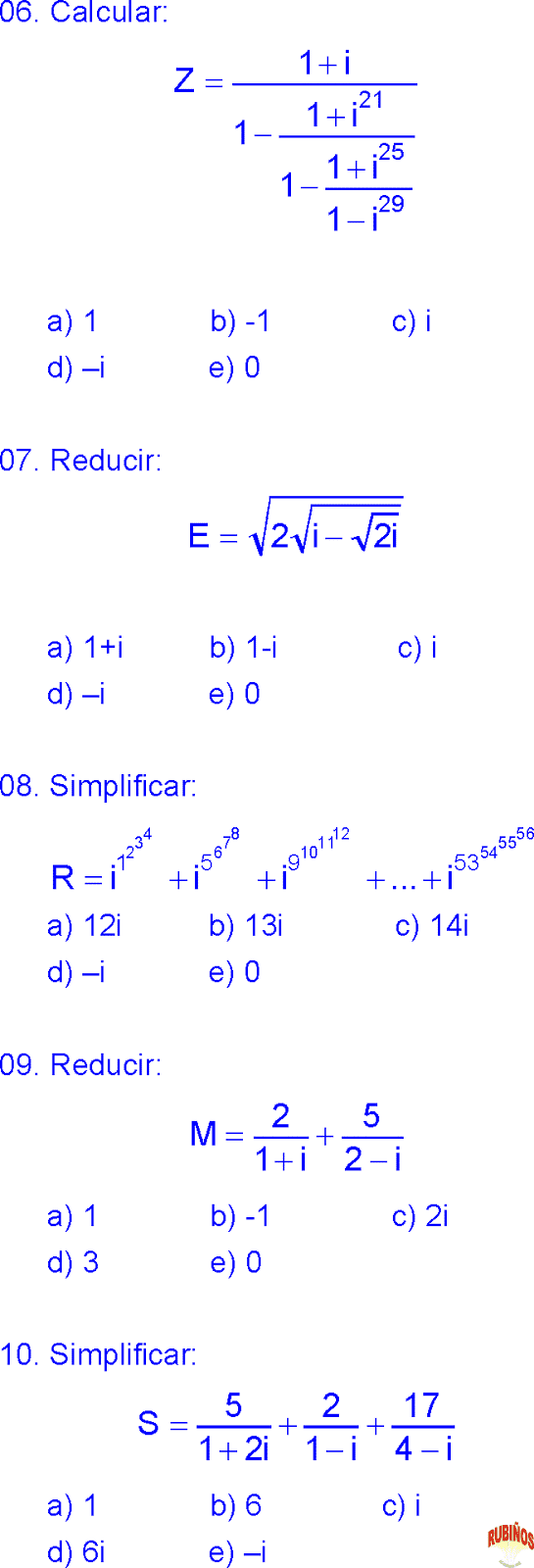 NÚMEROS COMPLEJOS PROBLEMAS RESUELTOS DE ÁLGEBRA PREUNIVERSITARIA pdf
