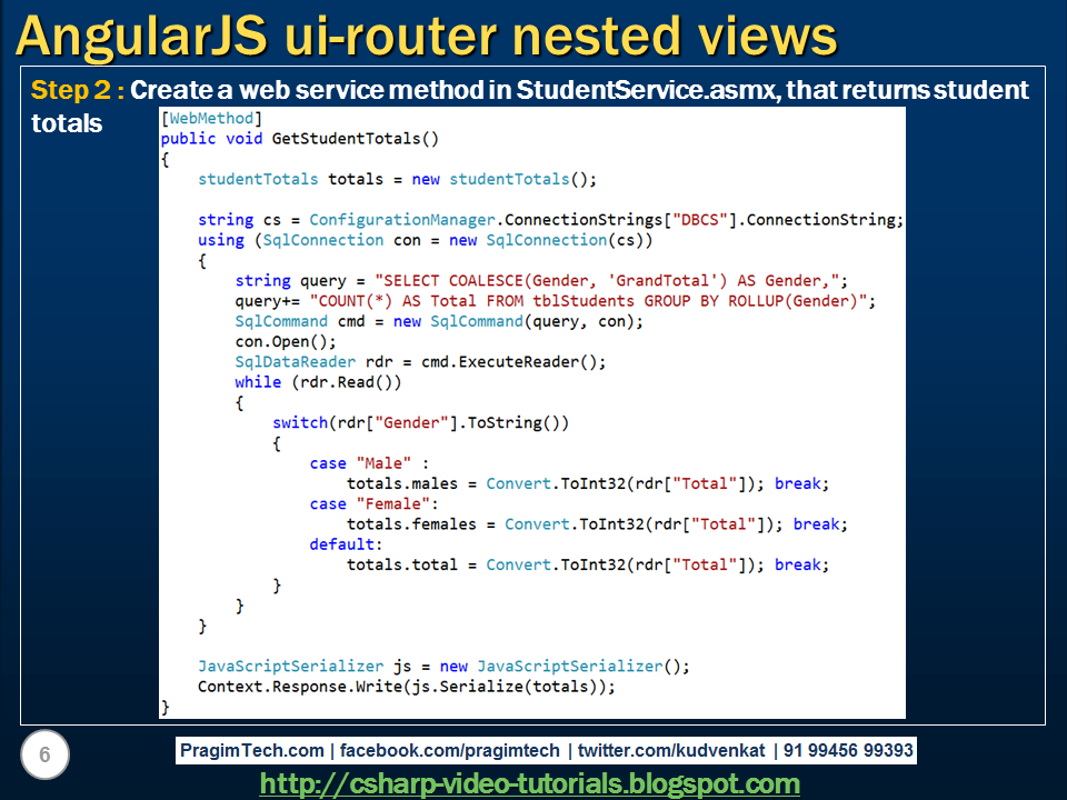 Sql server, .net and c# video tutorial: angularjs ui-router nested views Sql server, .net and c# video tutorial: angularjs ui-router nested views