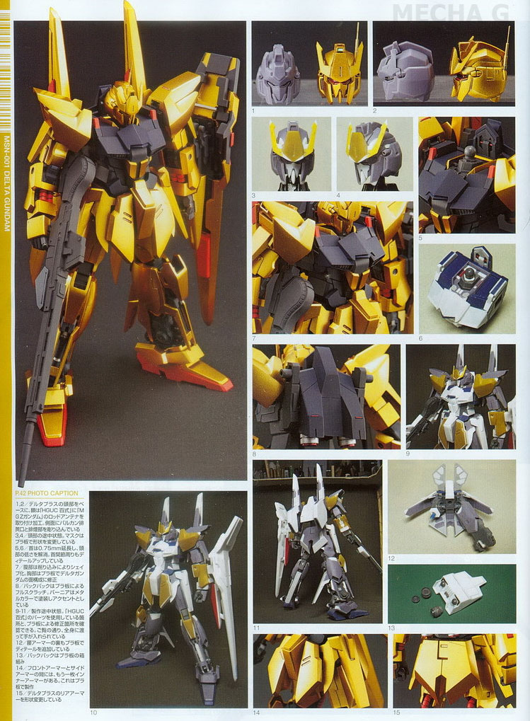 HGUC MSN-001 Delta Gundam Hobby Magazine and MS graphica scans