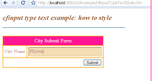 How to style/design a text box in ColdFusion