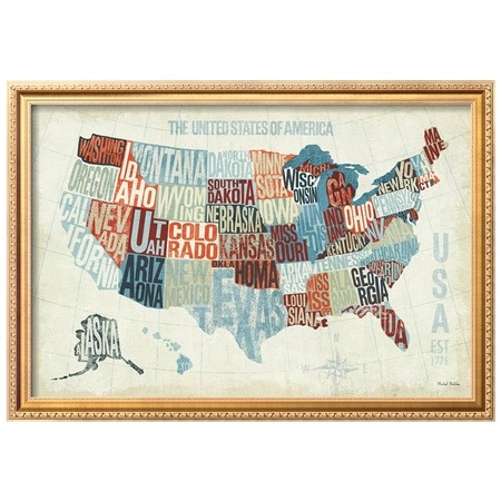What's new At Frame By Frame: Retro framed poster map of the united states.