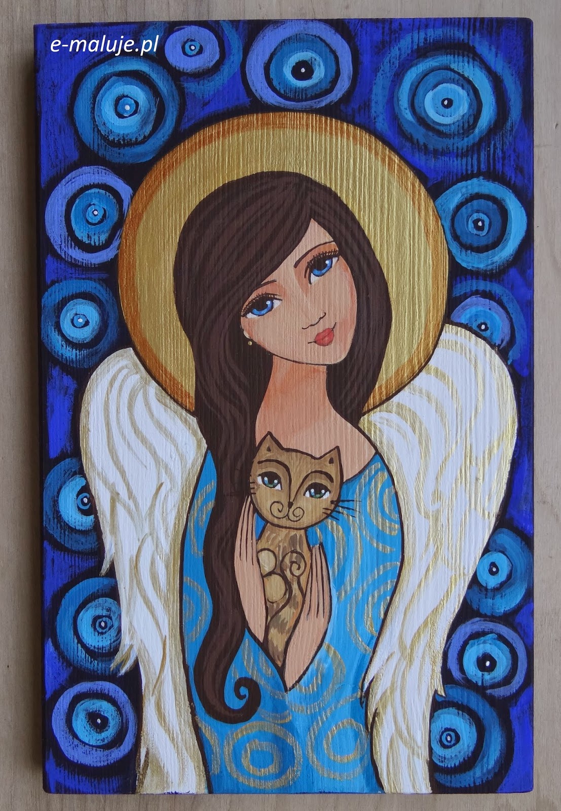 e-maluje Anioły, obrazy na desce i płótnie, piszę Ikony: Anioł i Kot ...