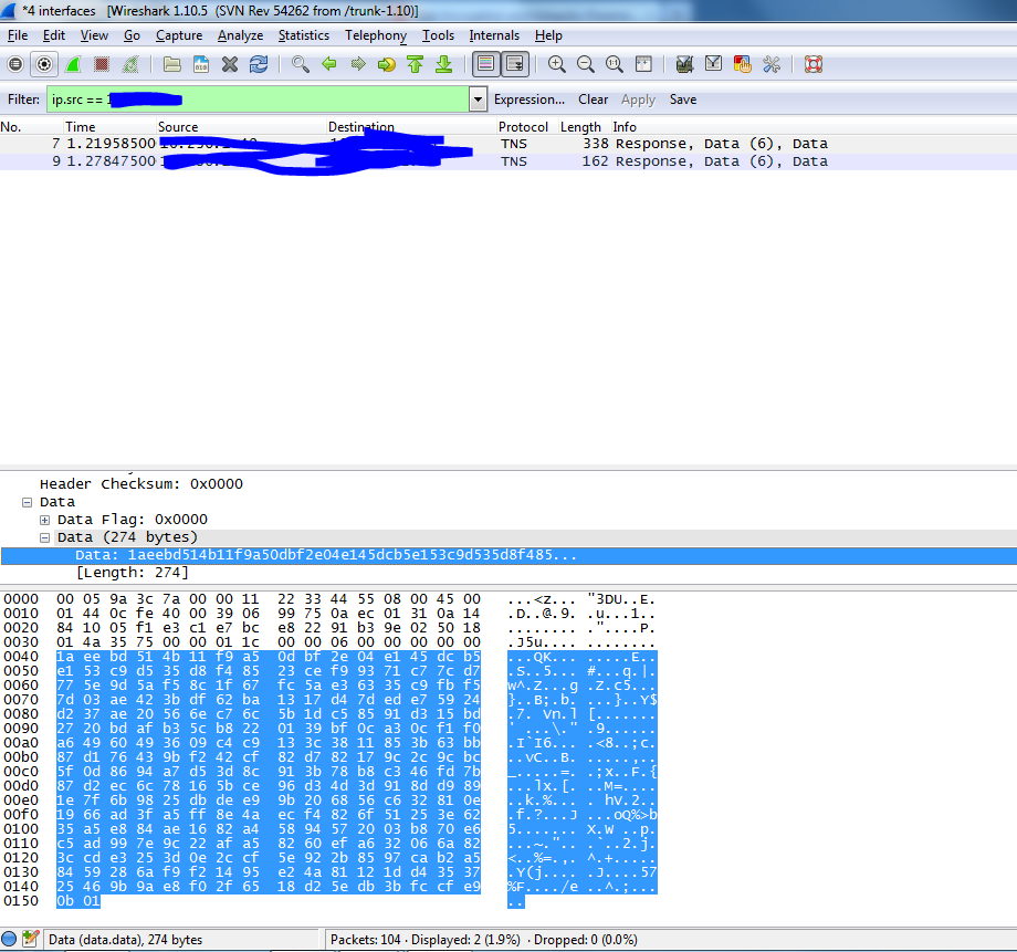 Scrambling sqlnet data
