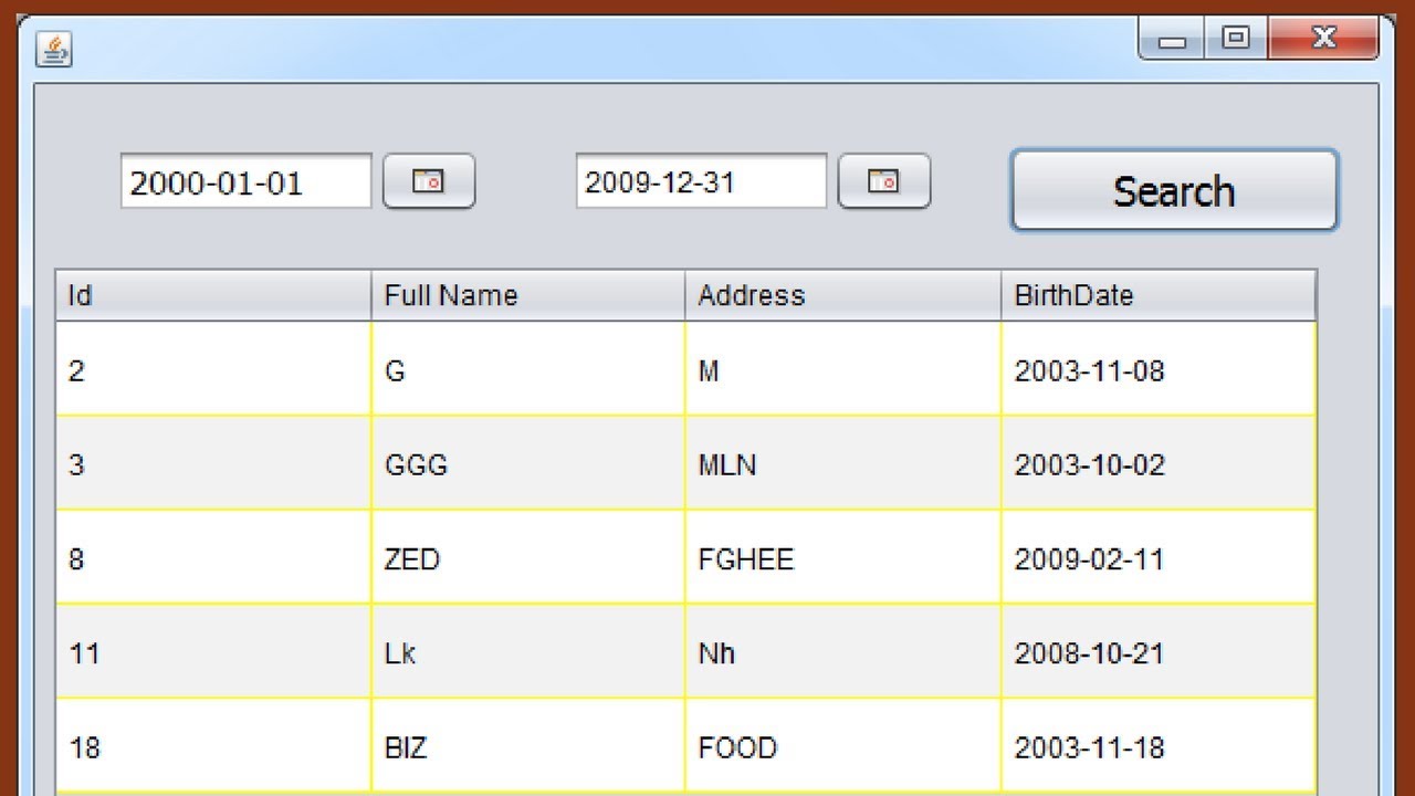 Java And Mysql Search Records Between 2 Dates C Javaphp Programming Source Code