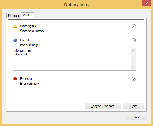 Notifications (Error, Warning or Info) ~ v code java script