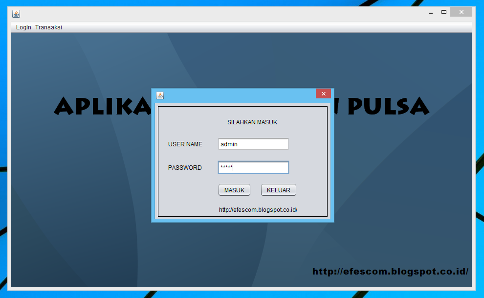 Contoh Aplikasi Penjualan Pulsa dengan Netbeans - EFESCOM