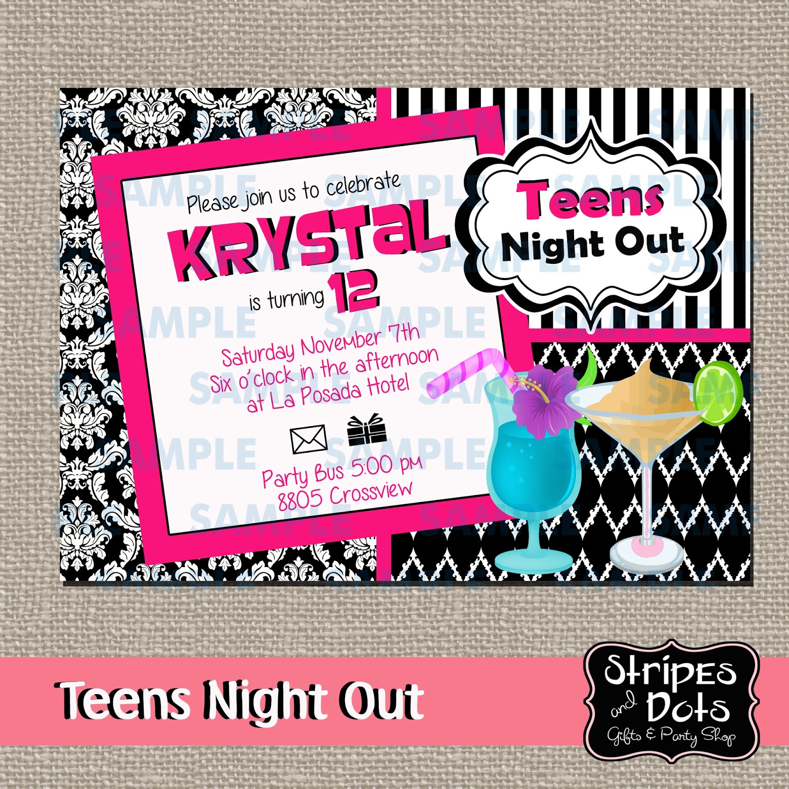 The Childrens Zone Digi Designs: Teens Night Out Invitations