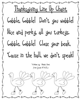 First Grade O.W.L.s: Thanksgiving Line Up Chant
