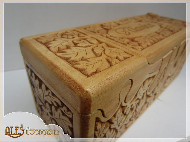Ales the woodcarver: Chip carved puzzle box for Alana