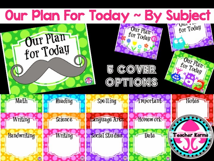 Classroom Freebies Too: Our Plan for Today ~ Stay Organized by Subject!