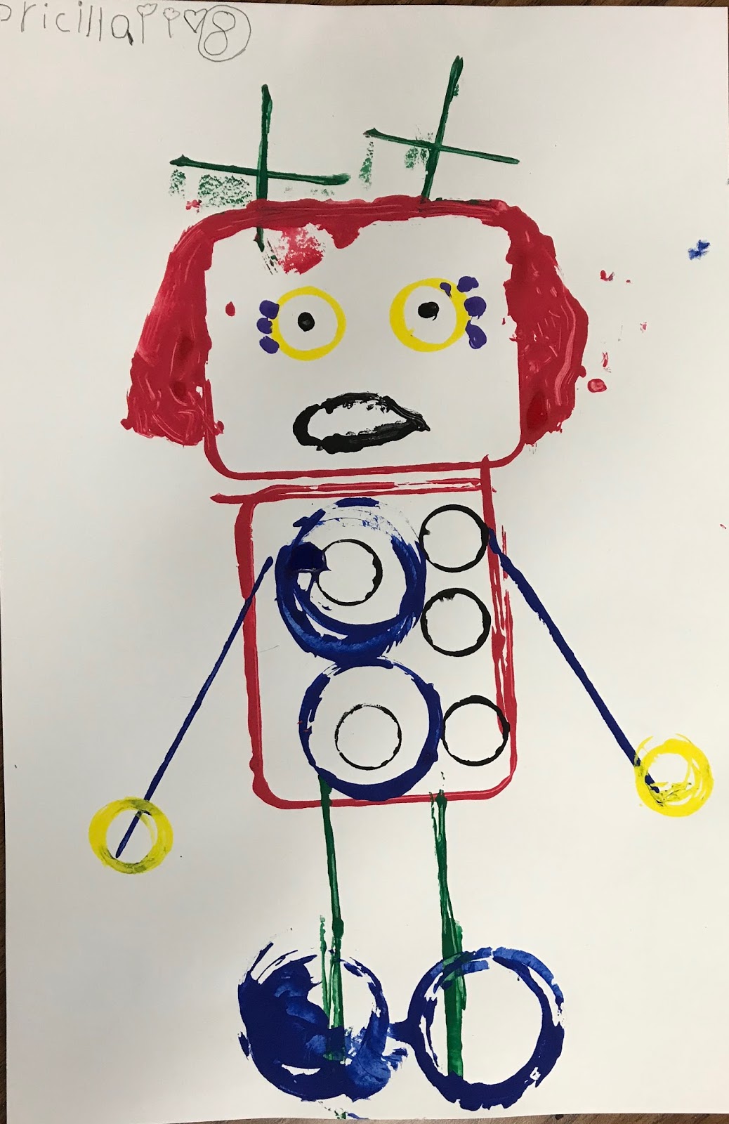 Kathy's Art Project Ideas: Recycle Printmaking Robot Art Lesson