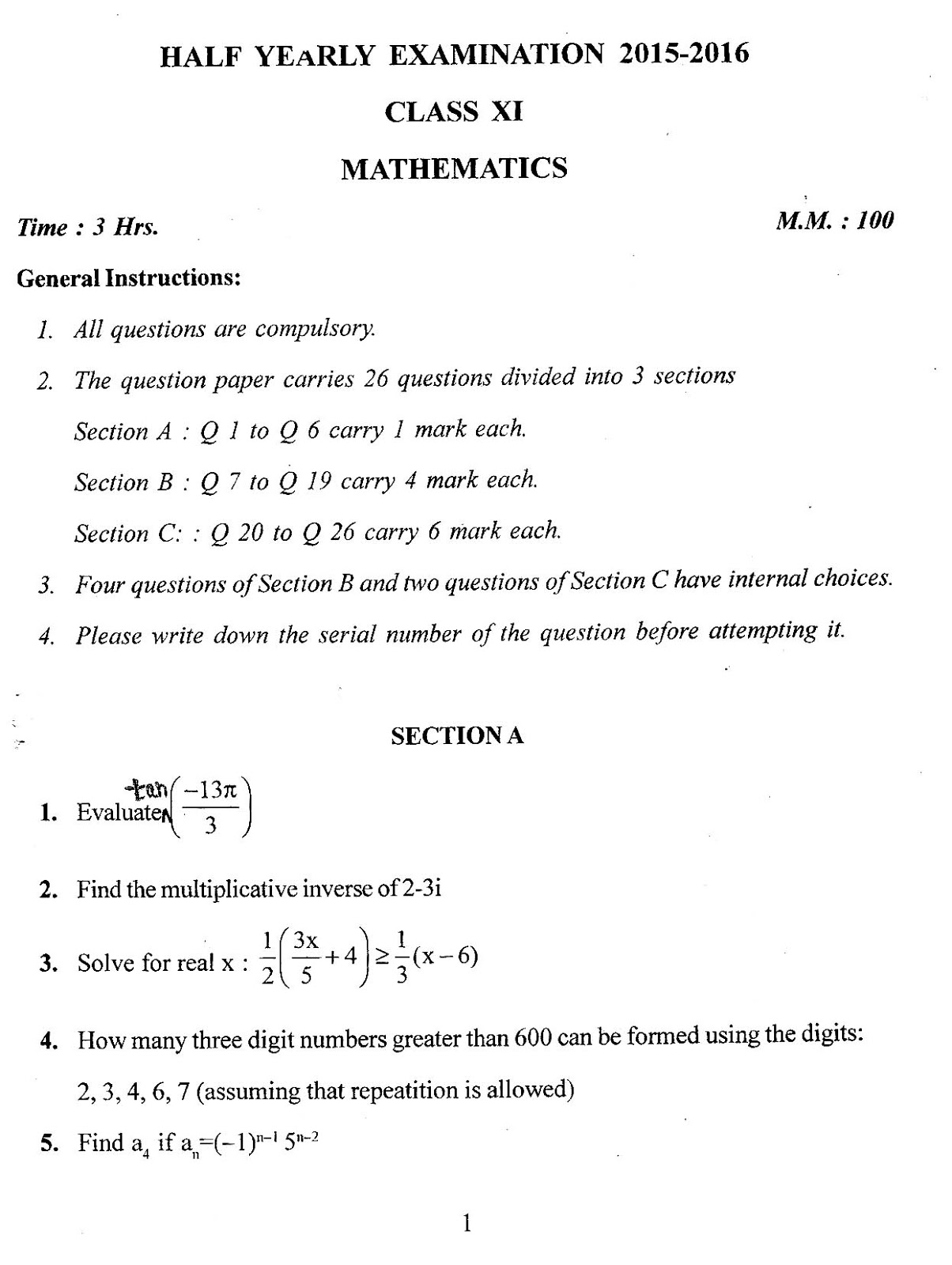 Class XI Mathematics BHARATIYA VIDYA BHAVAN SCHOOL Half Yearly Question class-xi-mathematics-bharatiya-vidya-bhavan-school-half-yearly-question