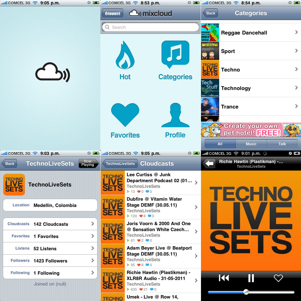 App de Mixcloud para iPod y iPhone - Techno Live Sets