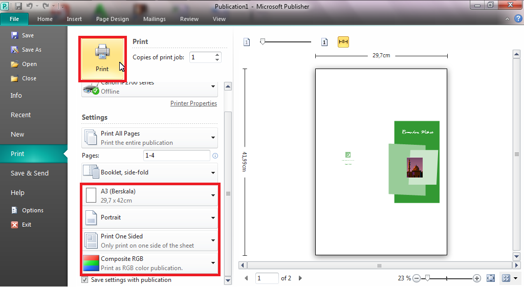 Cara Ngeprint di Microsoft Publisher 2010 - Tutorial Microsoft Office