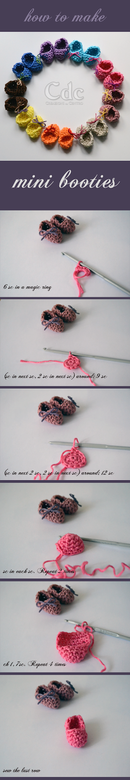 How to make mini booties : crochet pattern | Creazioni del Centro