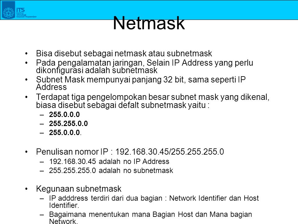 Pengertian Netmask Dan Bagian Bagian Alamat Ip