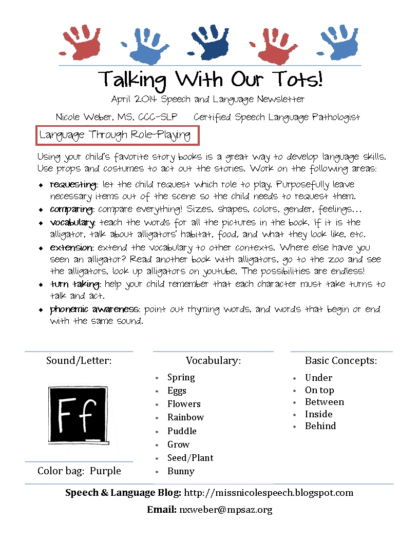 Speech Therapy with Miss Nicole: April 2014 Speech and Language Newsletter