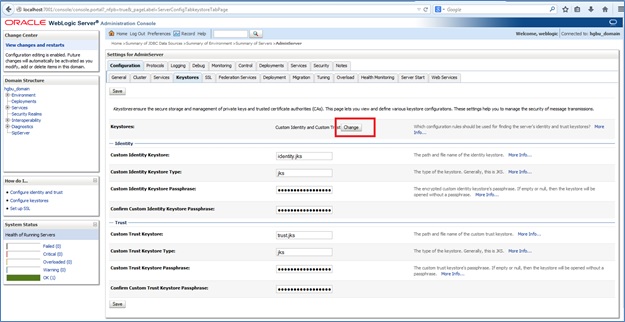 Configuring Self Certificate and SSL in Weblogic