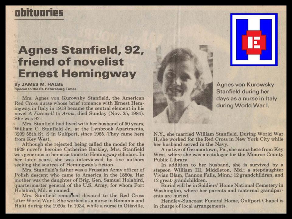 ENFERMERIA AVANZA: AGNES. LA NOVIA ENFERMERA DE ERNEST HEMINGWAY