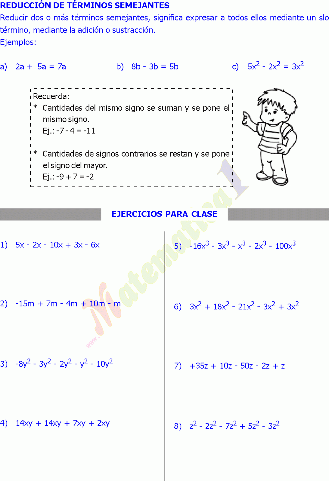 EJEMPLOS Y EJERCICIOS DE ÁLGEBRA Y MATEMÁTICAS DE SEXTO GRADO DE ...