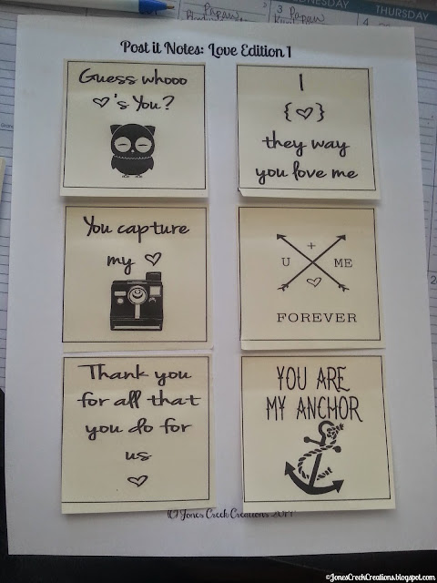 Jones Creek Creations: ::Printable Post-it Notes:: Love Edition 2