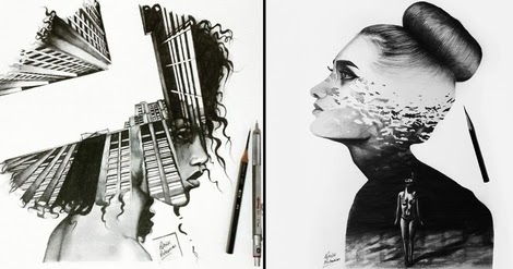 Design Stack: A Blog about Art, Design and Architecture: Black and White Double Exposure Drawings