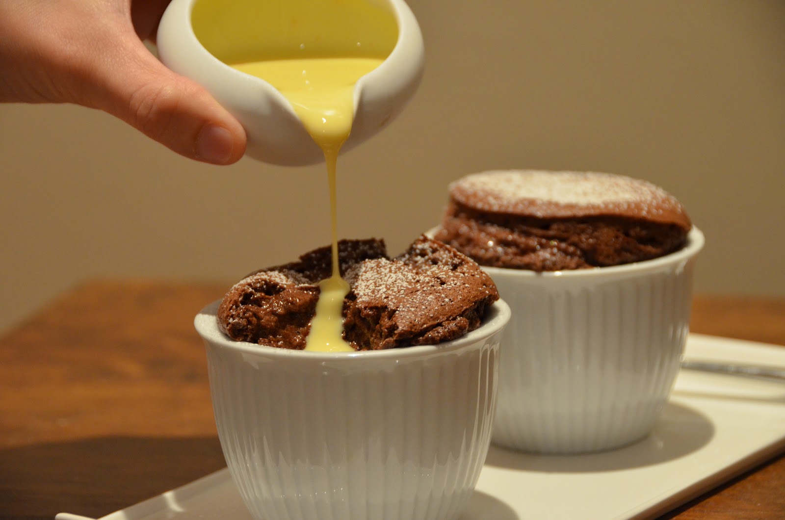 Playing with Flour: Chocolate soufflé with orange crème anglaise