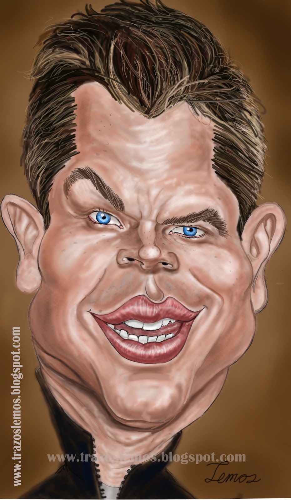 TRAZOS LEMOS: Bocetos Caricatura Matt Damon