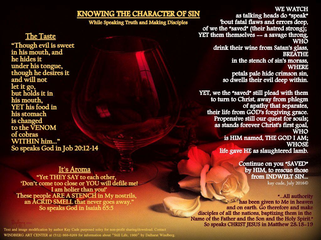 Kay Cude poetry: The Character of Sin