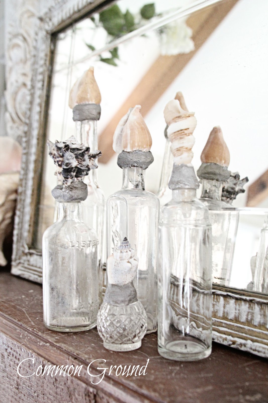 common ground : Quick and Easy Seashell Topped Bottles