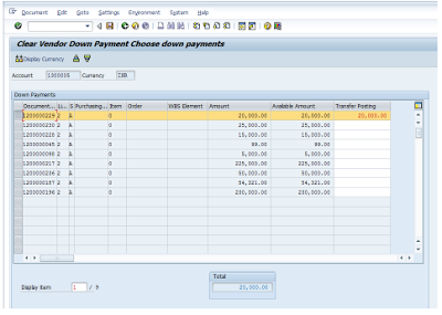 F-54 Clearing Down Payment - SAP
