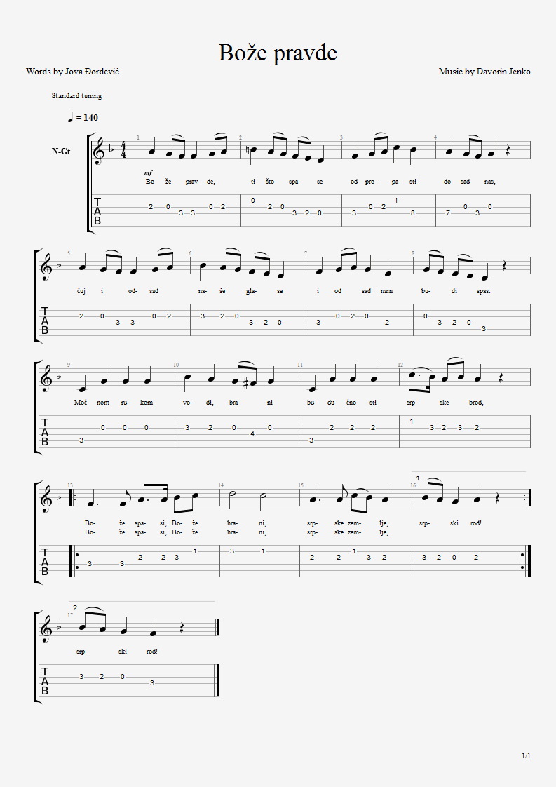 | AKUSTIČNA GITARA |: BOZE PRAVDE NOTE TABOVI