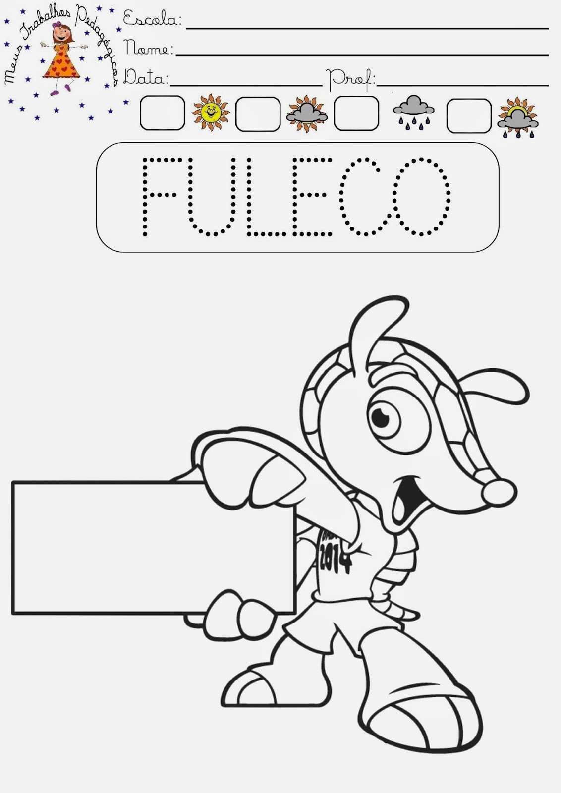 Meus Trabalhos Pedagógicos ®: Para colorir e cobrir - copa 2014 - Fuleco