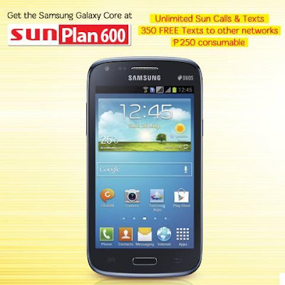 Samsung Galaxy Core Available at Sun Plan 600 - TeknoGadyet