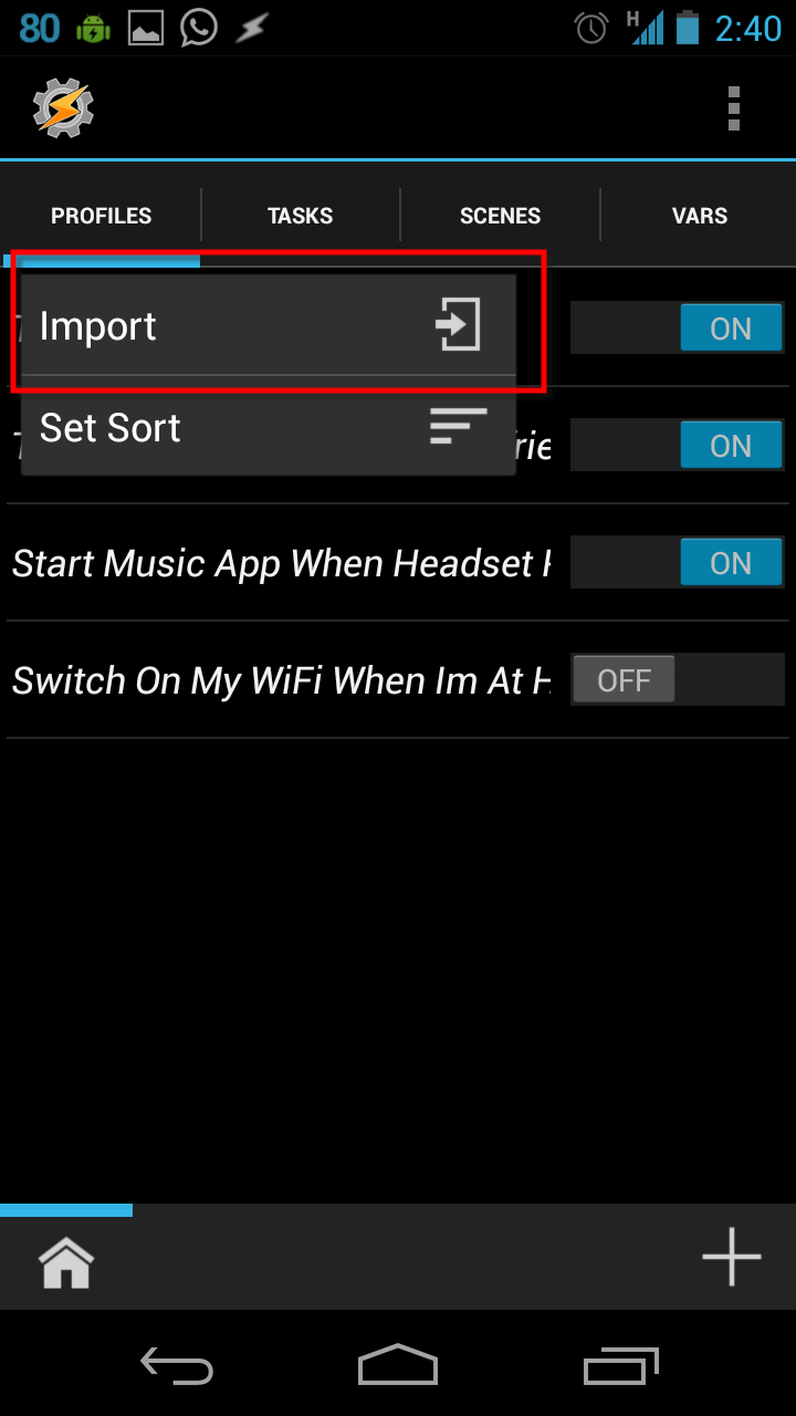 How to import Tasker projects, profiles, tasks and scenes