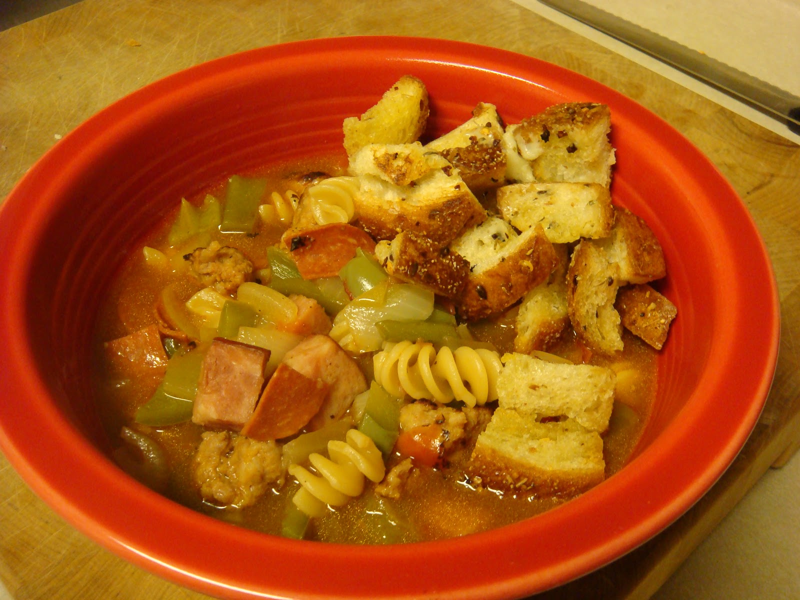 Pancakes and Paella: Rachael Ray's Italian Sub Stoup with Garlic Toast ...