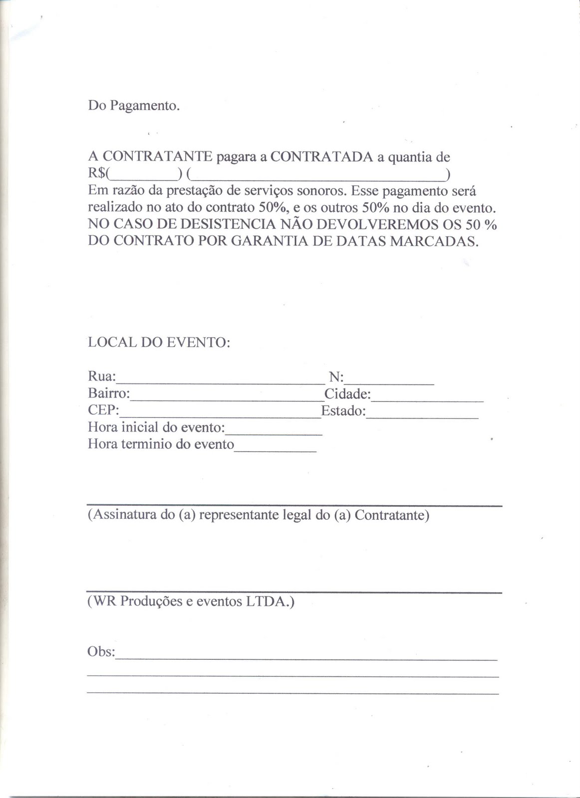 Modelo De Contrato De Local Para Eventos