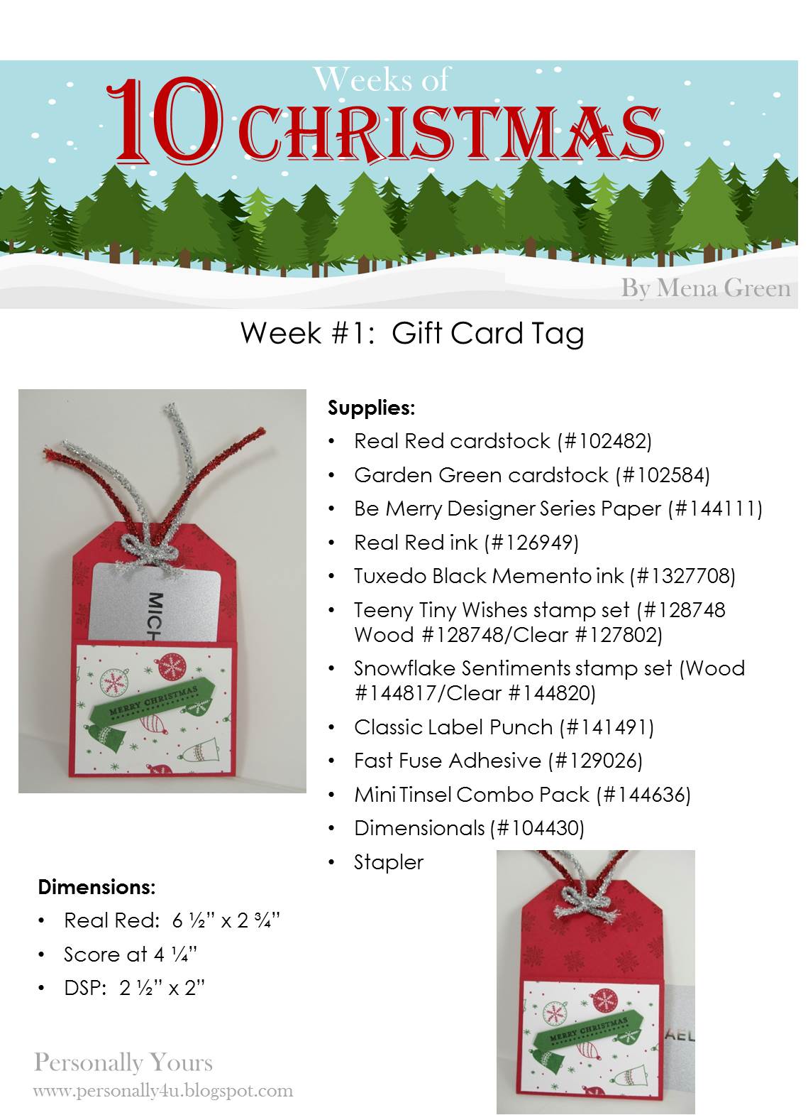 Personally Yours: 10 Weeks of Christmas - Week #1: Gift Card Tag