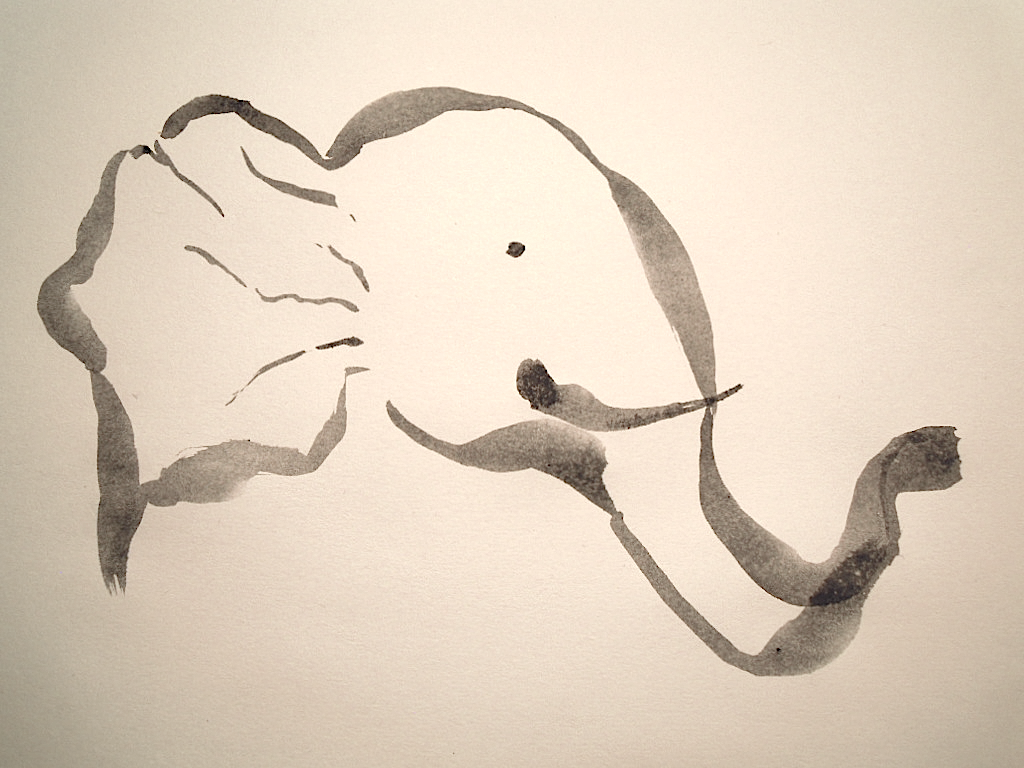 An Elephant a Day: Elephant No. 218: Ink-Wash Painting