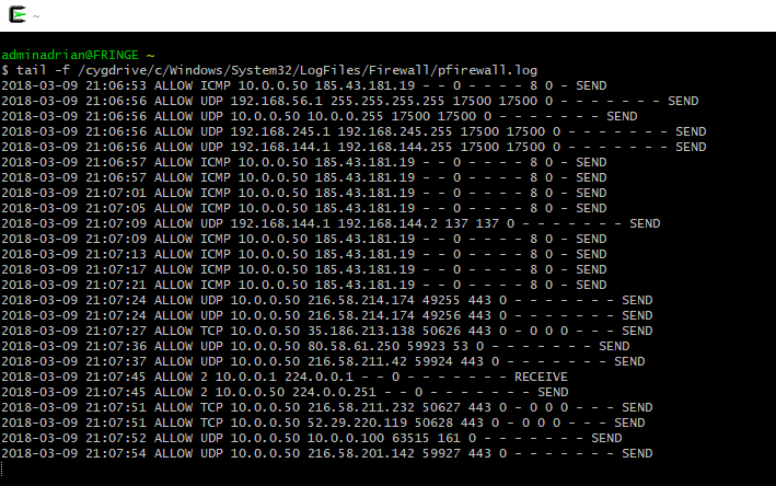 Ver el log del firewall de Windows en tiempo real [pfirewall.log]